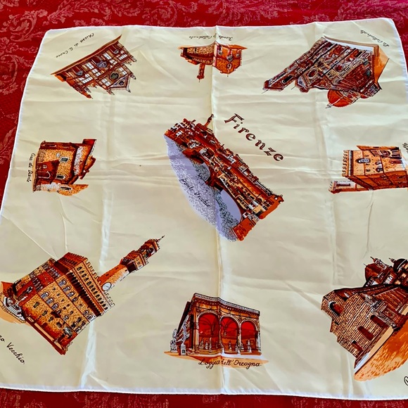 Accessories | Vintage Polyester Square Souvenir Scarf Scenes Of ...